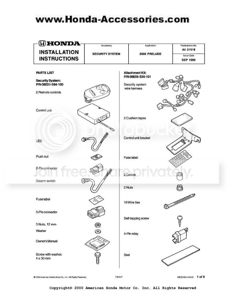 OEM 1999-2001 Security System kit (alarm system) Almost New Keyless ...